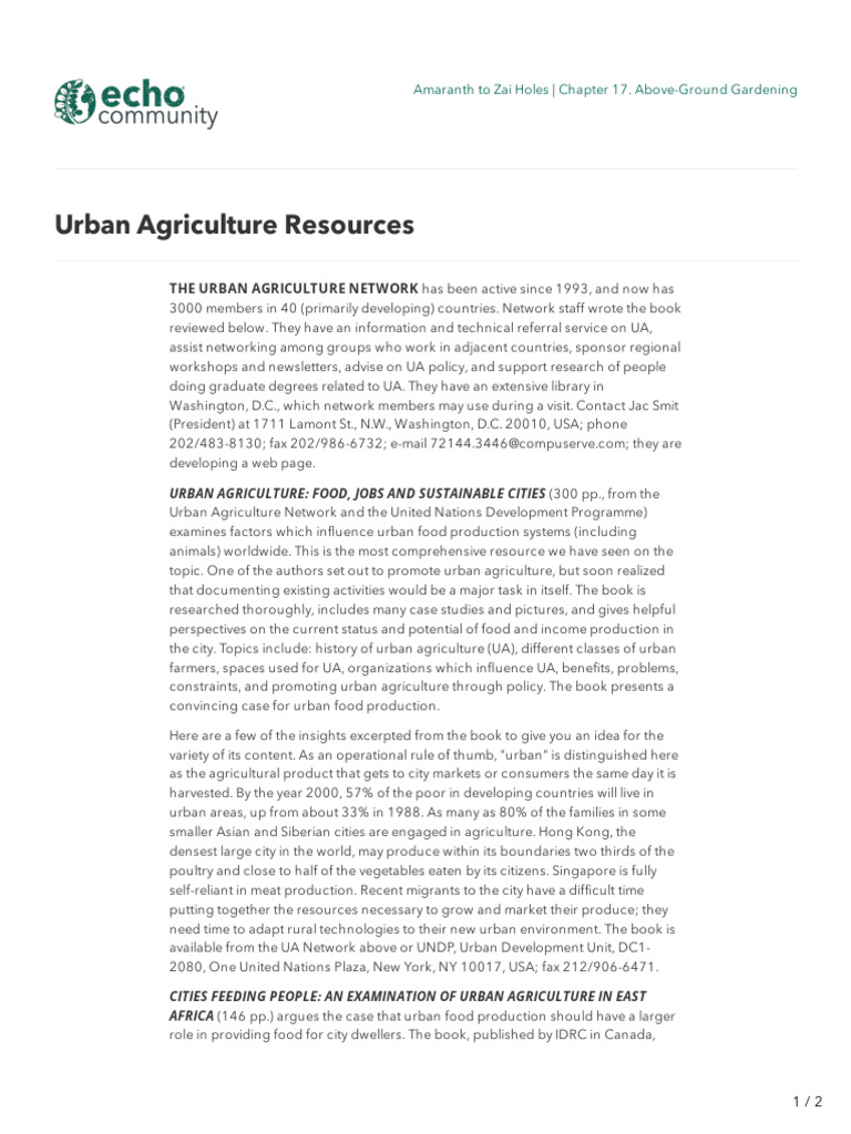 Urban Agriculture Resources | PDF | Urban Agriculture | Agriculture