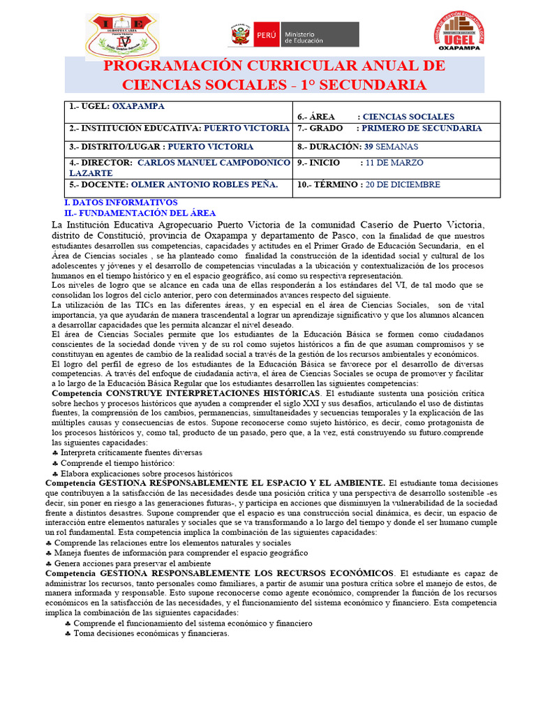 1° ...PLAN ANUAL CCSS 2024 | PDF | Sustentabilidad | Sociedad