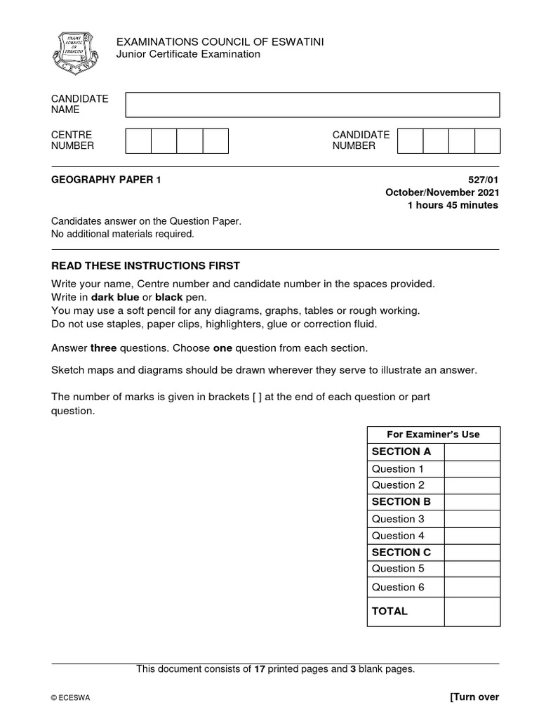 JC Geography 2021 Question Paper 1-1657868777 | PDF | Food Industry ...