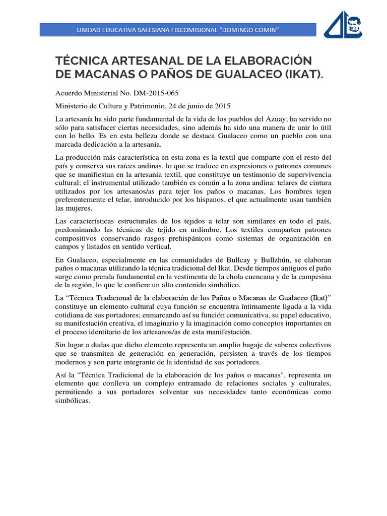 Técnica Ikat en la elaboración de macanas | PDF | Telar