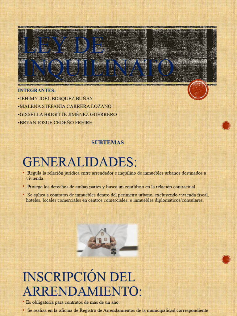 Ley de Inquilinato Expo | PDF | Desalojo | Justicia