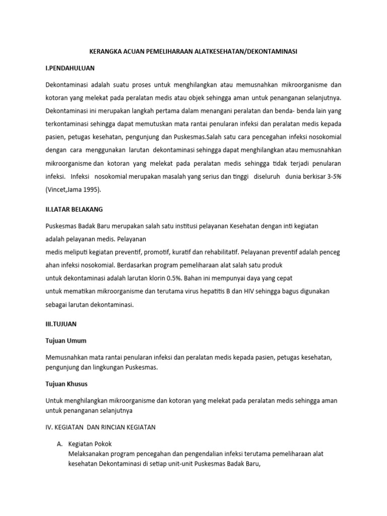 KAK PPI Dekontaminasi | PDF | Pengembangan Diri | Kesehatan Holistik