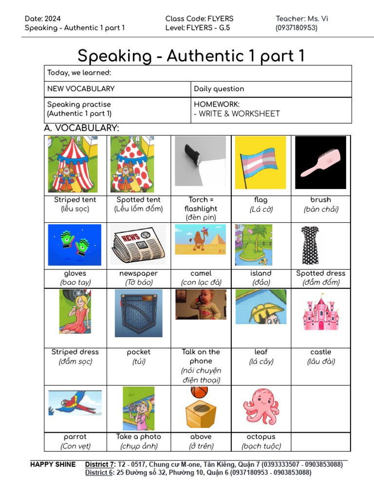 FLYERS - Speaking - Authentic 1 - PART 1 | PDF | Clothing