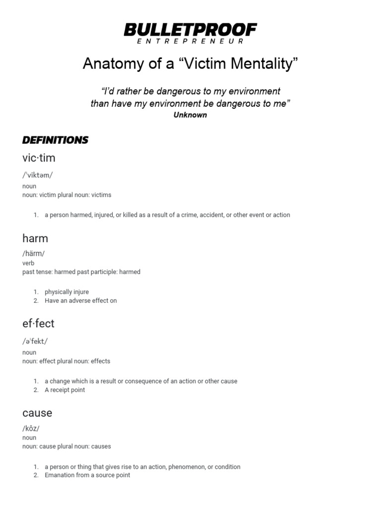 16-Anatomy of A "Victim Mentality" | PDF | Anger | Social Psychology