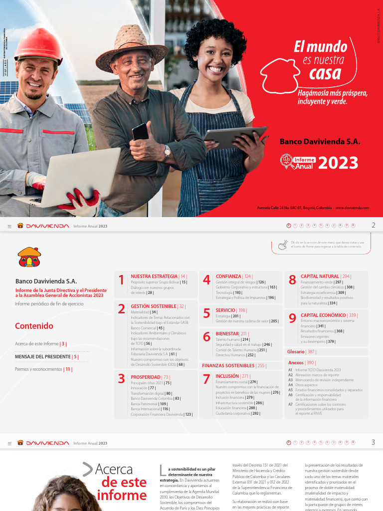 Informe Anual Banco Davivienda 2023 | PDF | Sustentabilidad | Costo de la vida