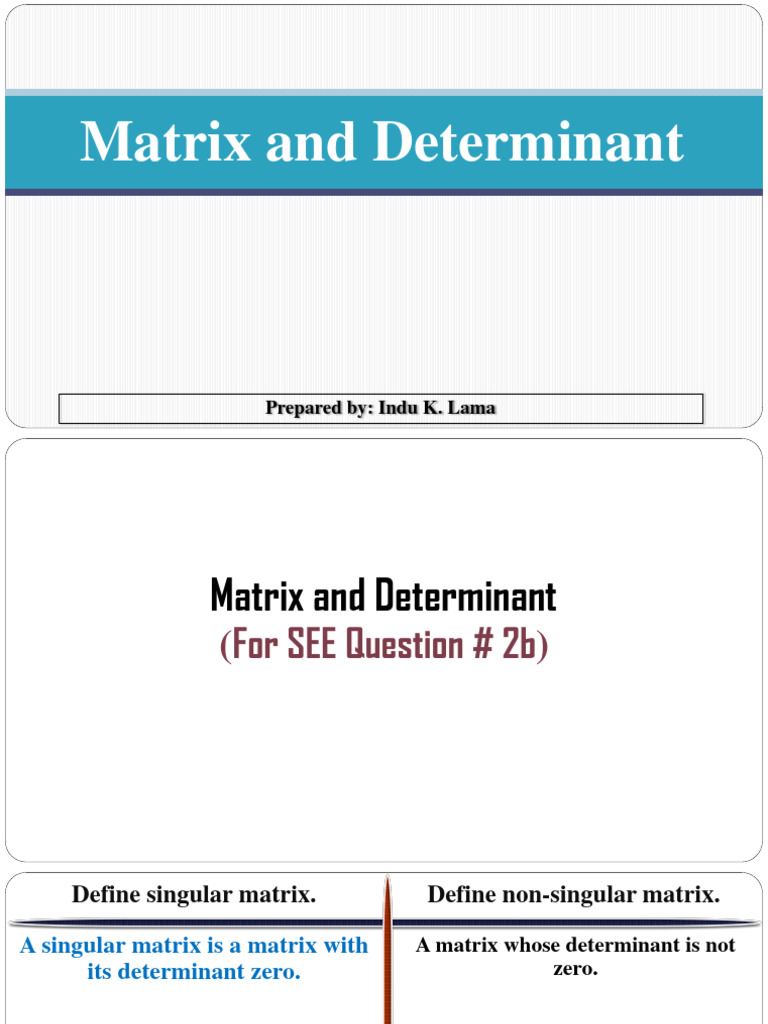 Matrix and Determinant (Revision Worksheet) | PDF | Matrix (Mathematics ...