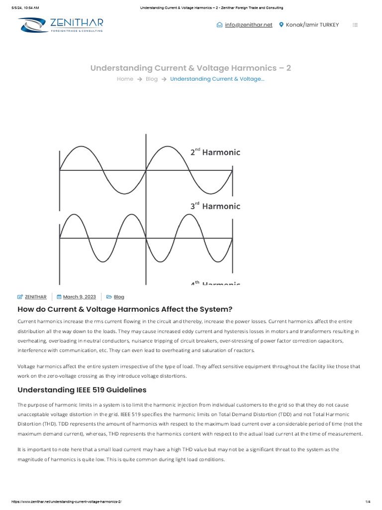 Understanding Current & Voltage Harmonics - 2 - Zenithar Foreign Trade ...