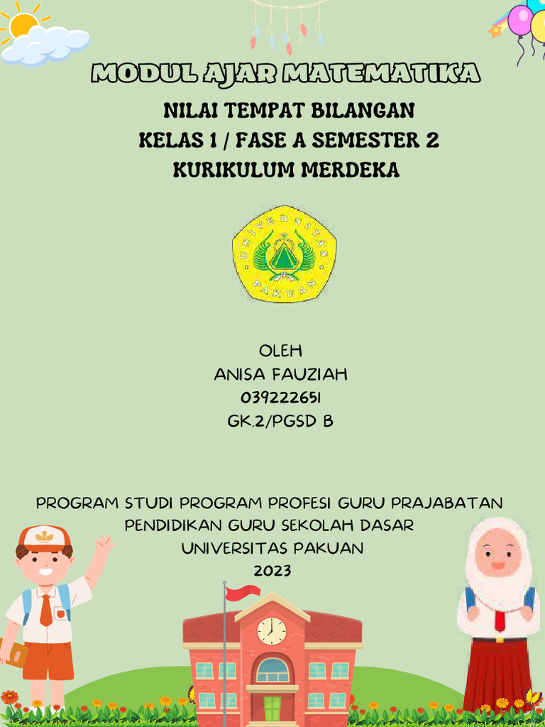Modul Ajar Matematika Nilai Tempat Bilan | PDF