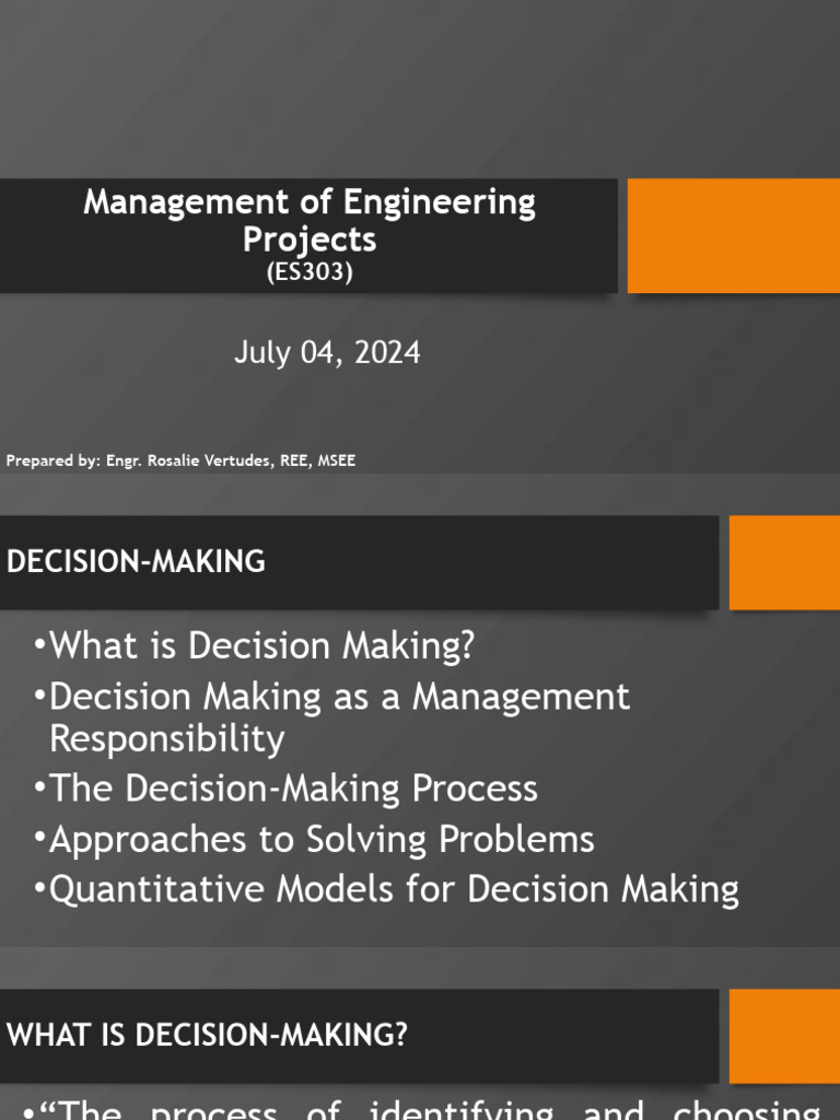 Engineering Project Decision-Making Guide | PDF | Decision Making ...
