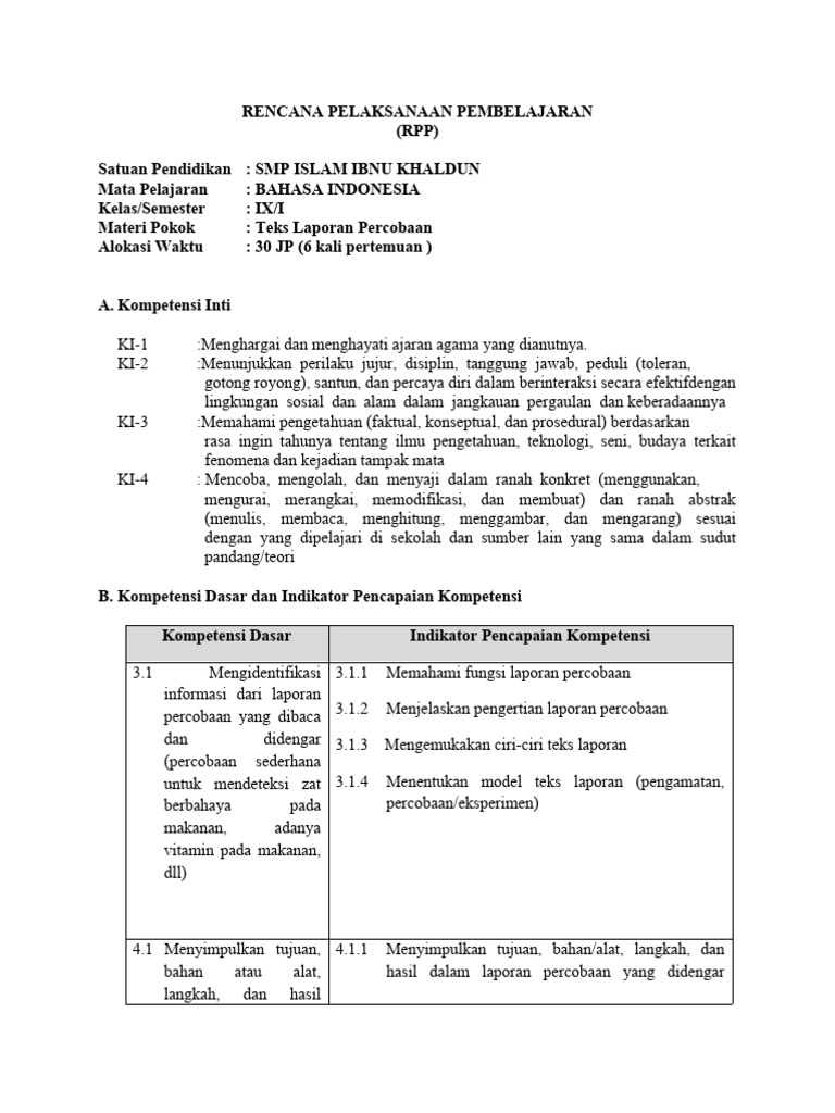 Pokok Bahasan 1. Pertemuan 3 RPP K13 BINDO | PDF
