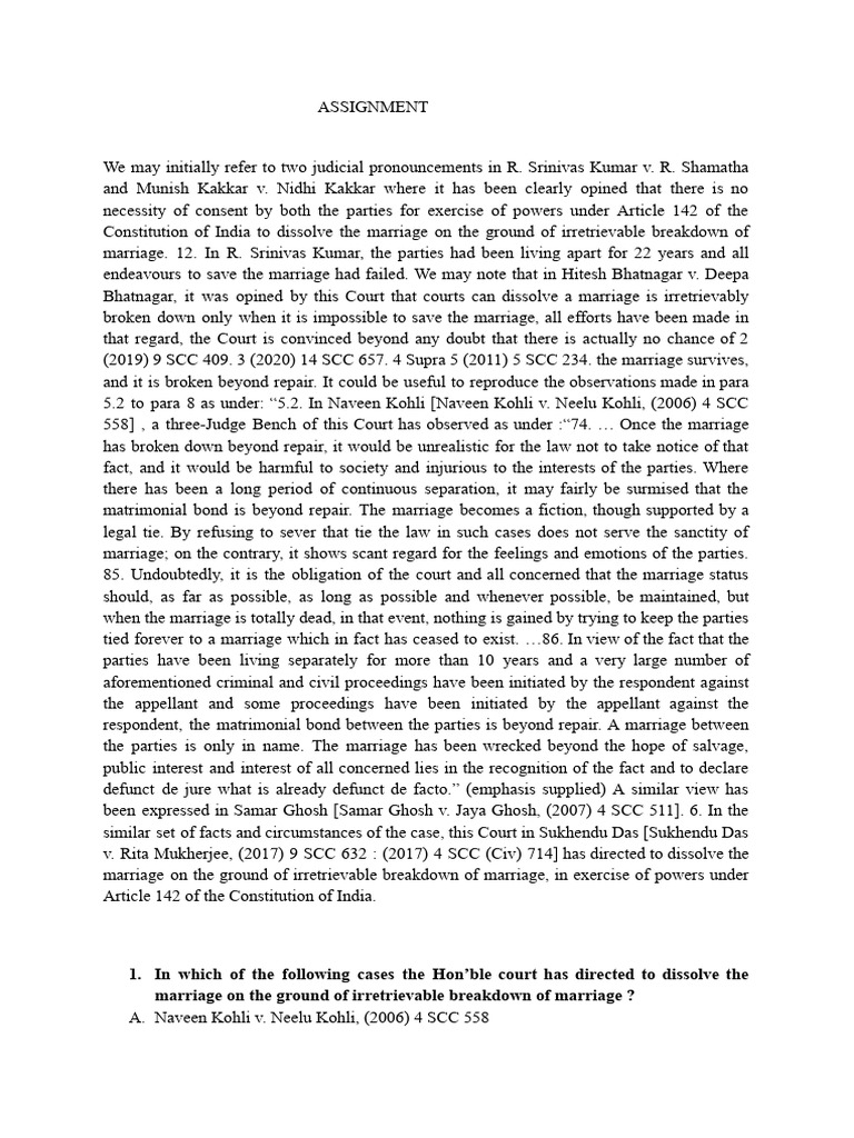 Assignment 2 | PDF | Marriage | Divorce