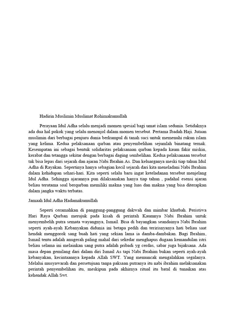 Khutbah Idul Adha Mamang Syamsudin | PDF Khutbah Idul Adha Mamang Syamsudin | PDF