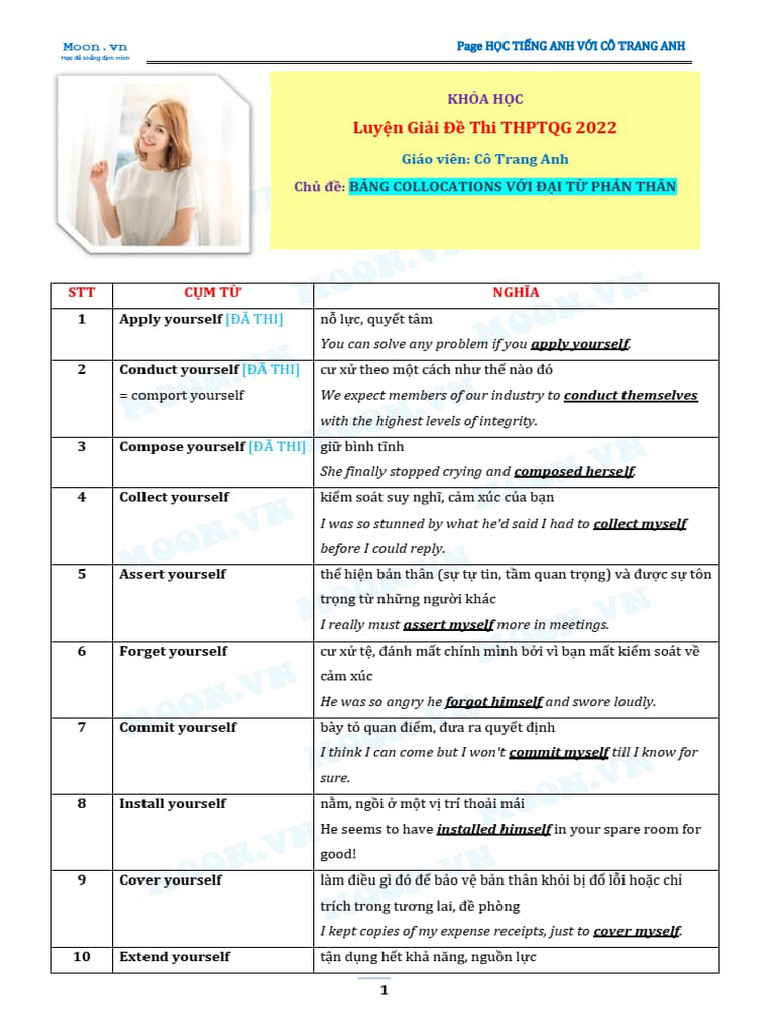 Collocation V I Đ I T PH N Thân | PDF