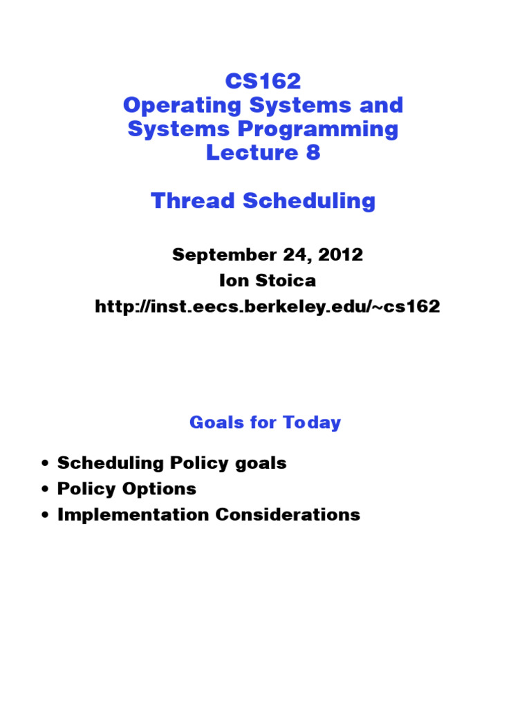 Thread Scheduling in Operating Systems | PDF | Scheduling (Computing ...