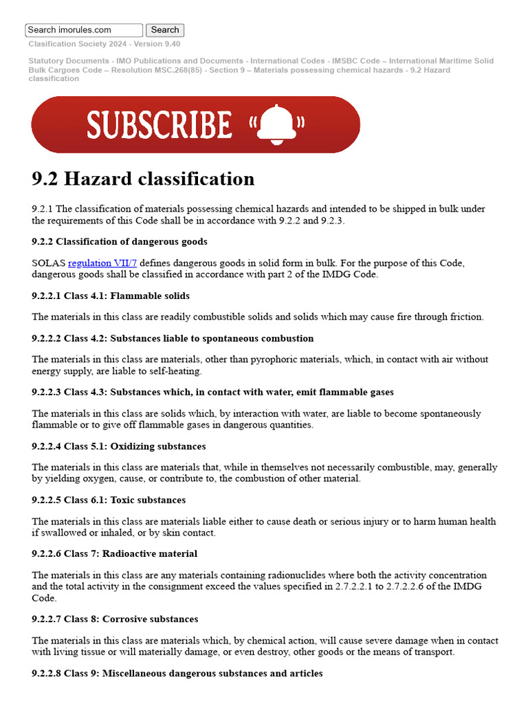 9.2 Hazard Classification | PDF | Dangerous Goods | Hazards