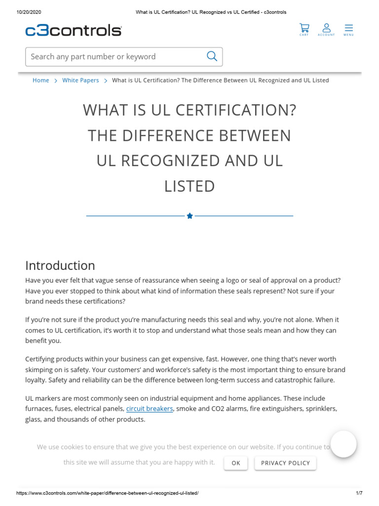 What Is UL Certification - UL Recognized Vs UL Certified - C3controls ...