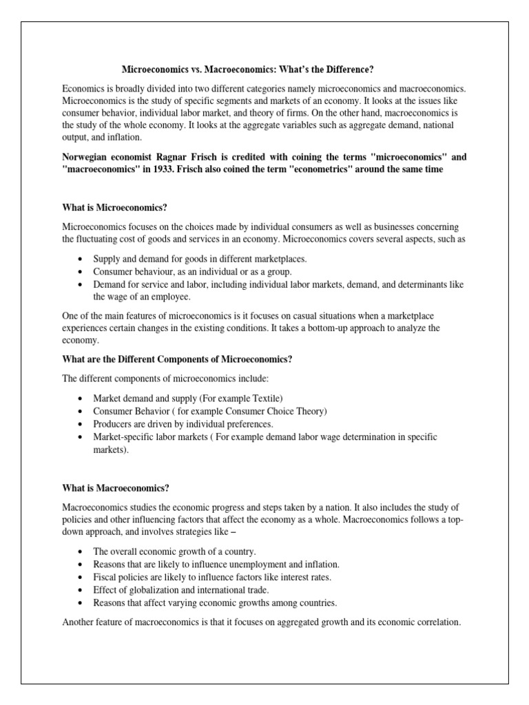 Micro vs. Macro Economics Explained | PDF | Macroeconomics | Microeconomics