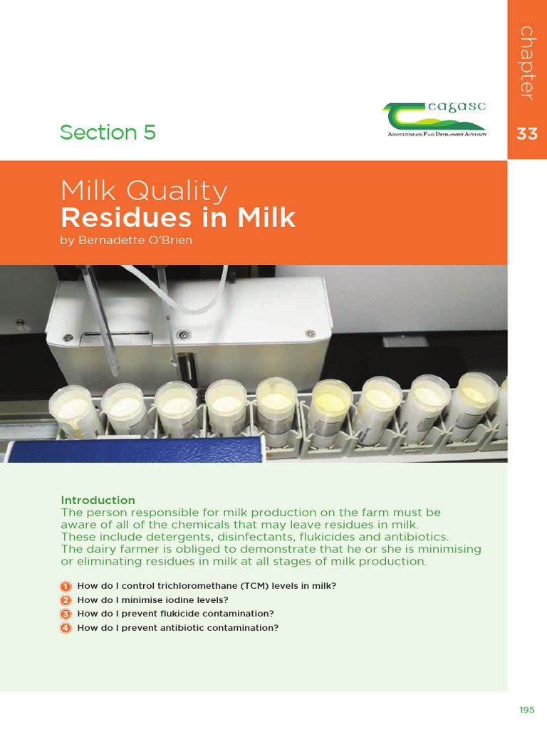 Managing Milk Residues and Quality | PDF | Milk | Dairy
