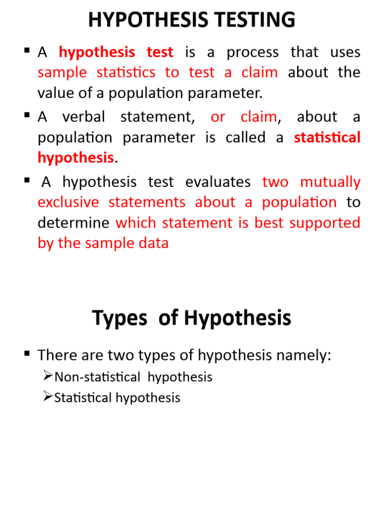 Chapter 2-HYPOTHESIS TESTING | PDF | Type I And Type Ii Errors ...