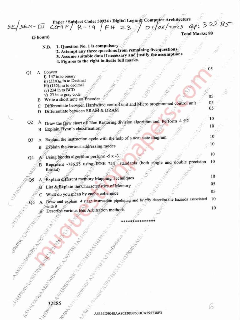 Be - Computer Engineering - Semester 3 - 2023 - May - Digital Logic Computer Architecturerev ...