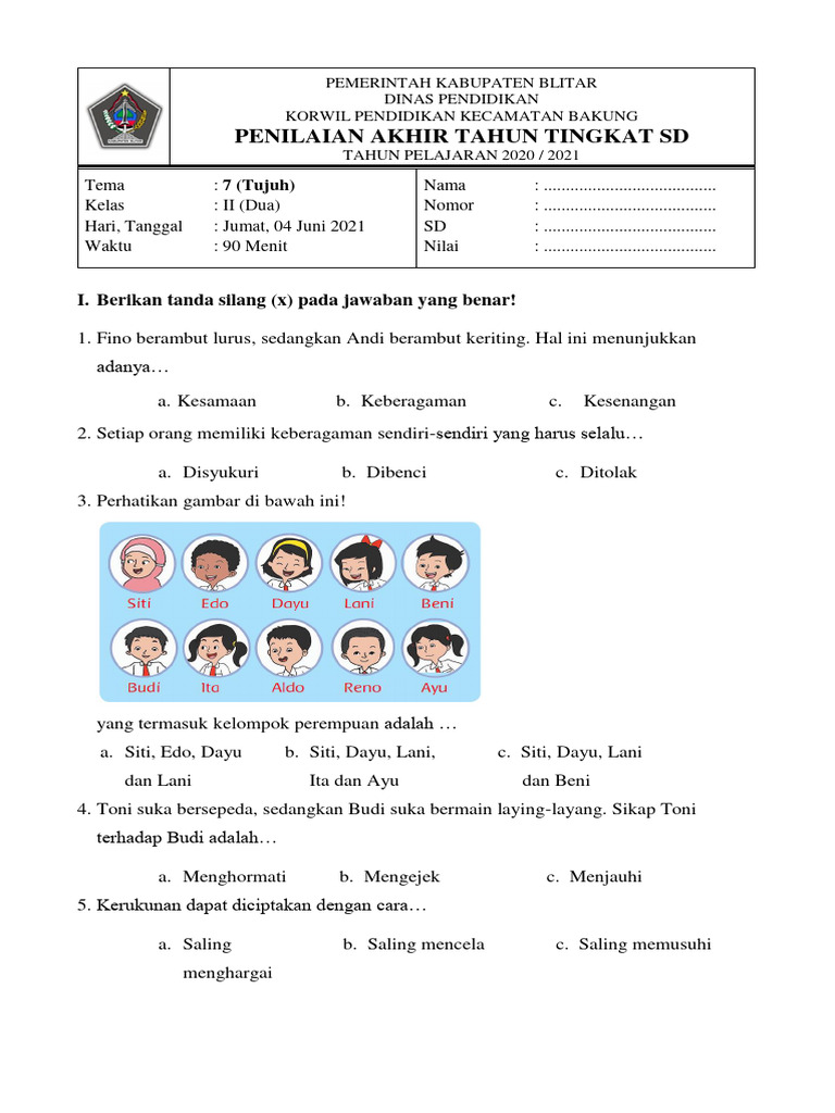 Soal Pat Tema 7 Kelas 2 | PDF | Griya & Taman