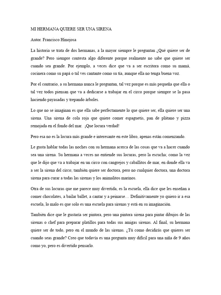 Mi Hermana Quiere Ser Una Sirena Pdf Sirena