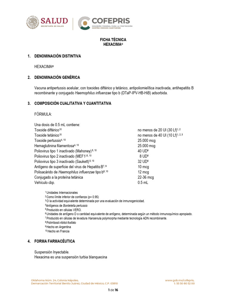 063M2013_Ficha_Tecnica_Hexacima-SANOFI_AVENTIS | Descargar gratis PDF ...