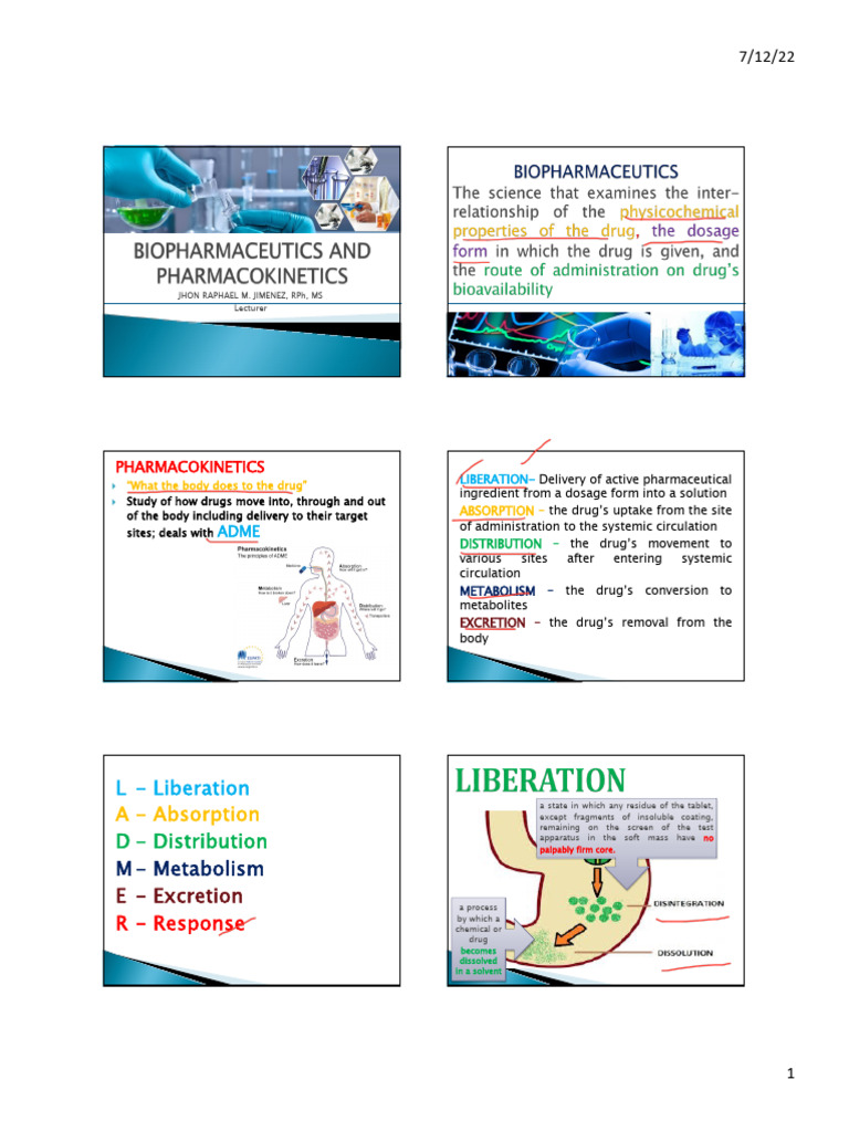 JIMENEZ - Biopharmaceutics and Pharmacokinetics | PDF | Drug Metabolism ...