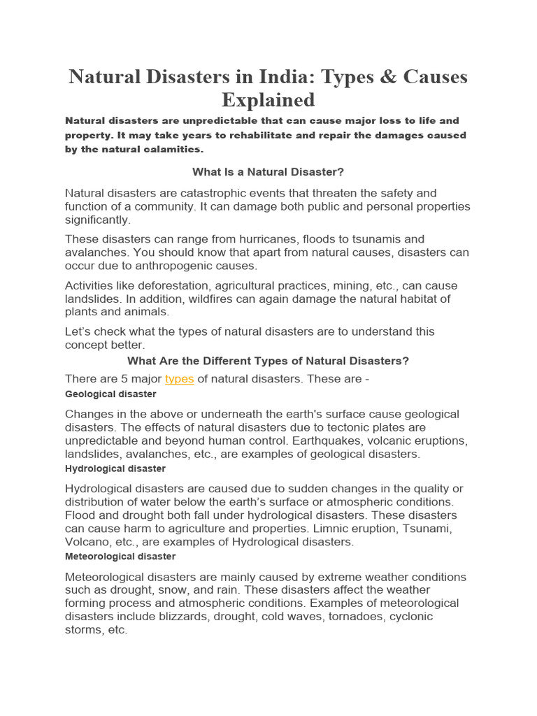 Natural Disasters in India | PDF | Natural Disasters | Insurance