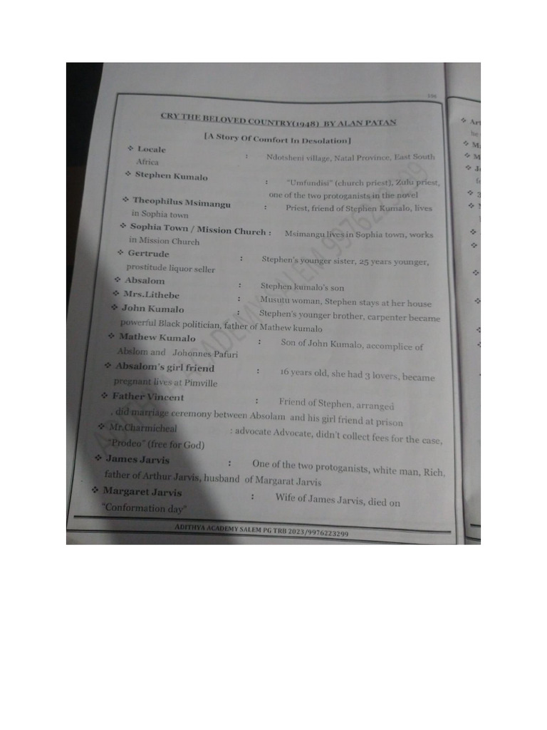 Cry The Beloved Country | PDF