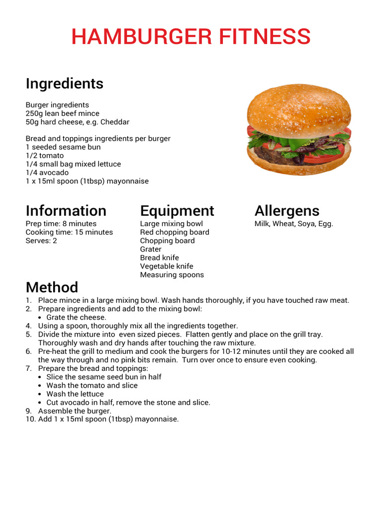 Gourmet Burger Builder - HAMBURGER FITNESS-2 | PDF | Hamburgers | Cooking