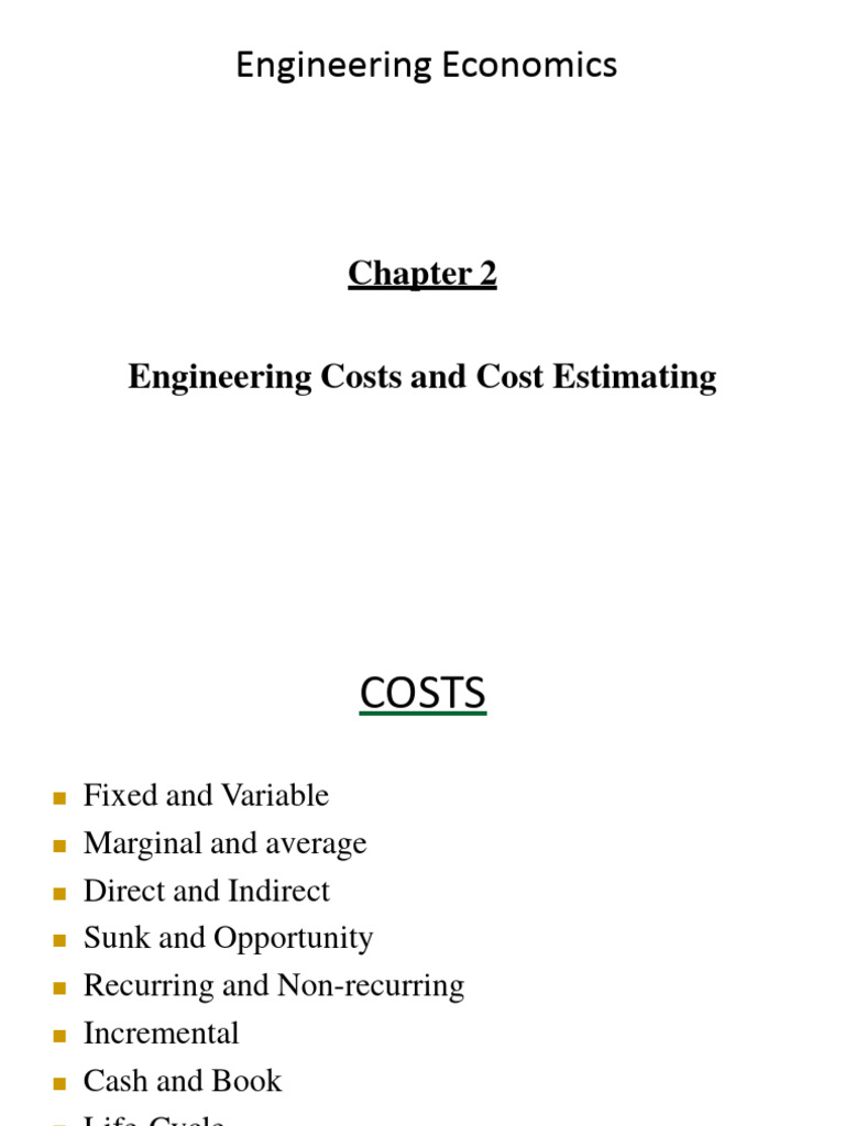 Chapter 2 Engineering Costs and Cost Estimating | PDF | Marginal Cost ...