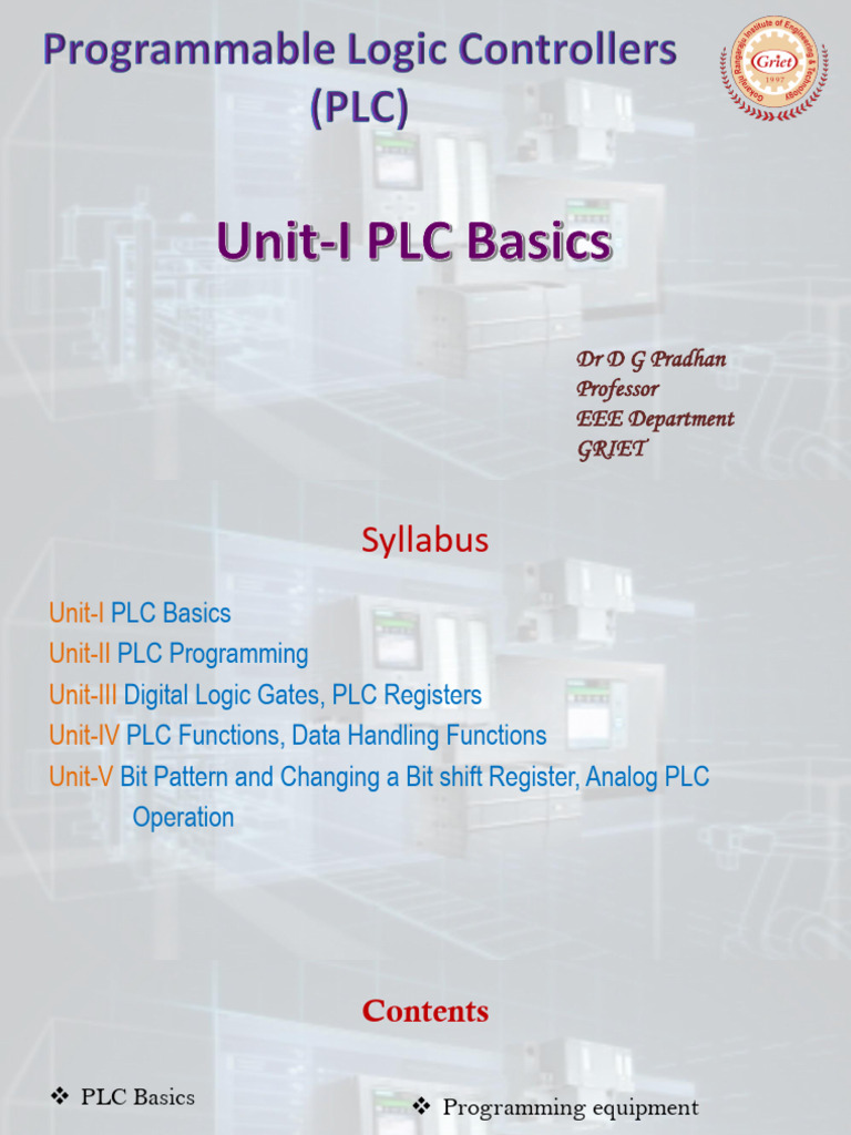 Plc Unit-i Plc Basics | PDF | Programmable Logic Controller | Central Processing Unit