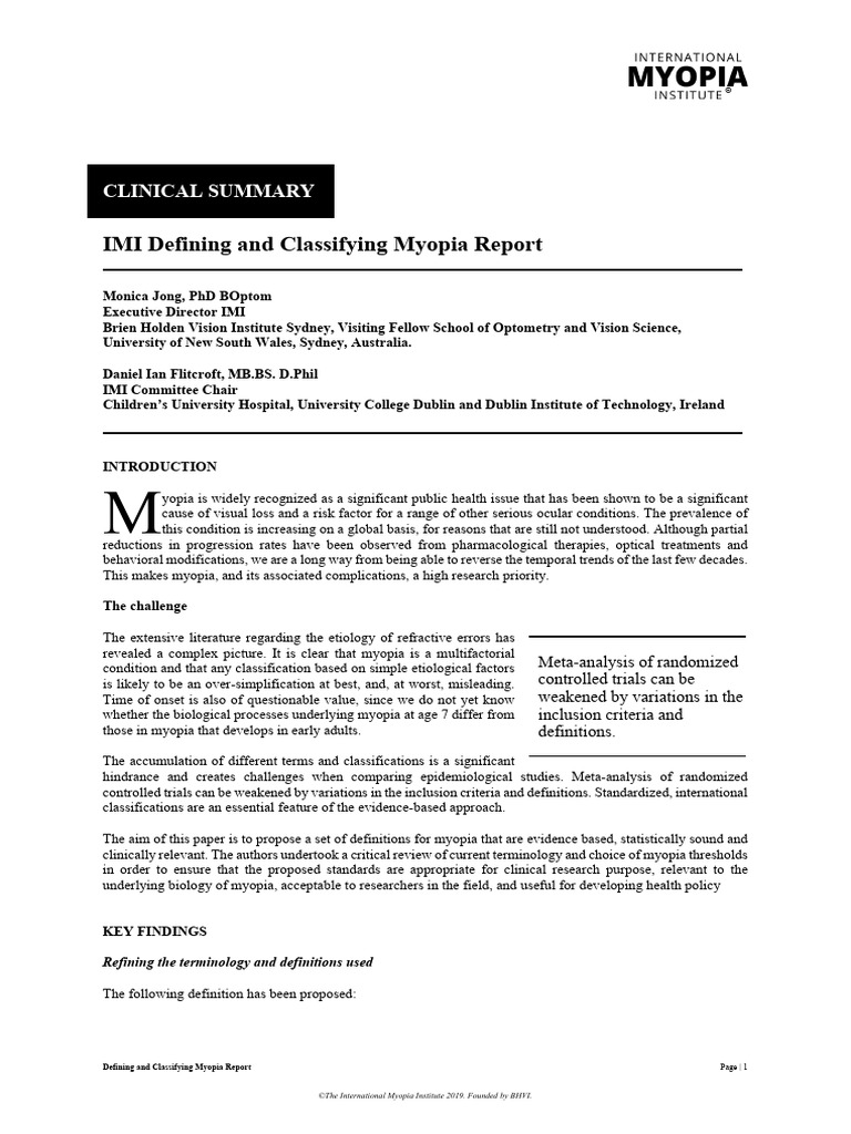IMI Defining and Classifying Myopia Report - FINALv2 | PDF | Myopia ... IMI Defining and Classifying Myopia Report - FINALv2 | PDF | Myopia ...