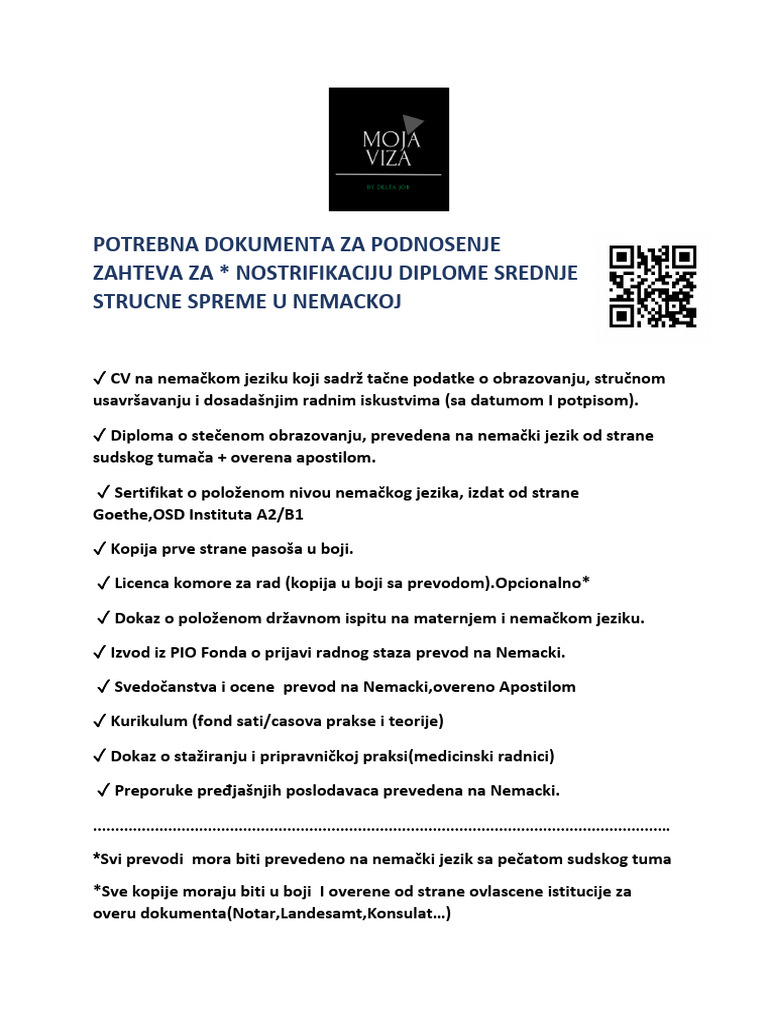 Nostrifikacija Diplome Potrebna Dokumenta | PDF