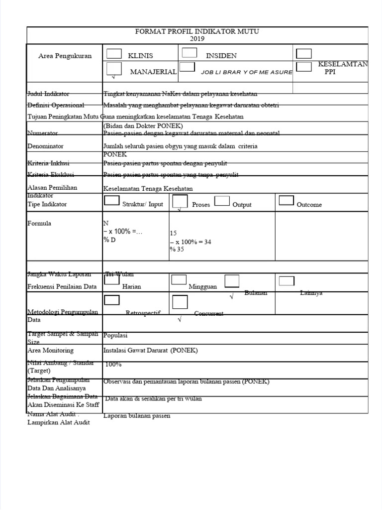 PDF Format Profil Indikator Mutu Ponek - Compress | PDF