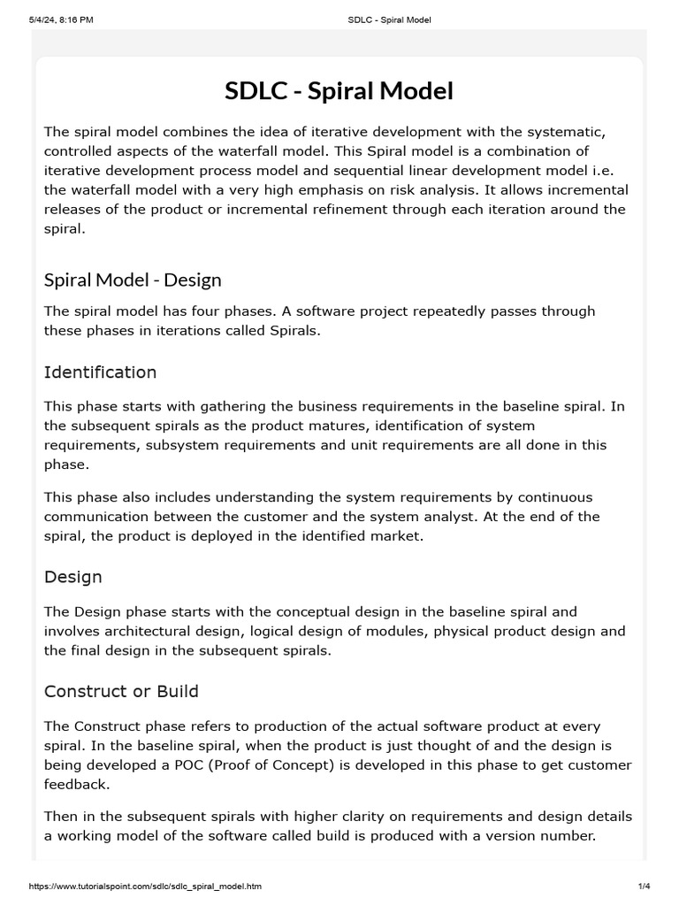 SDLC - Spiral Model | Download Free PDF | Software Development Process | Engineering