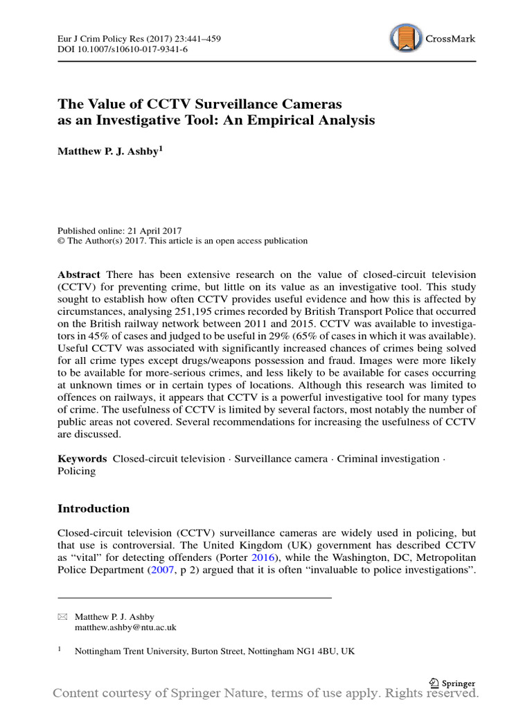 The Value of CCTV Surveillance Cameras As An Inves | PDF | Closed ...