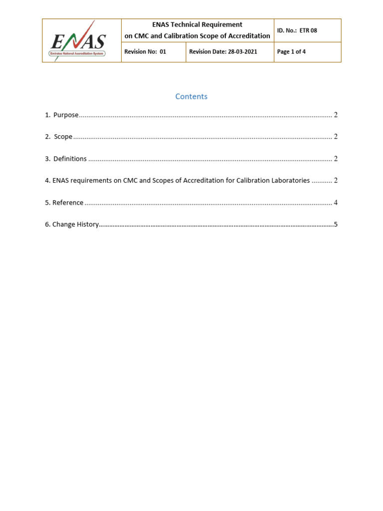 CMC Requirements for Calibration Labs | PDF | Calibration | Applied ...