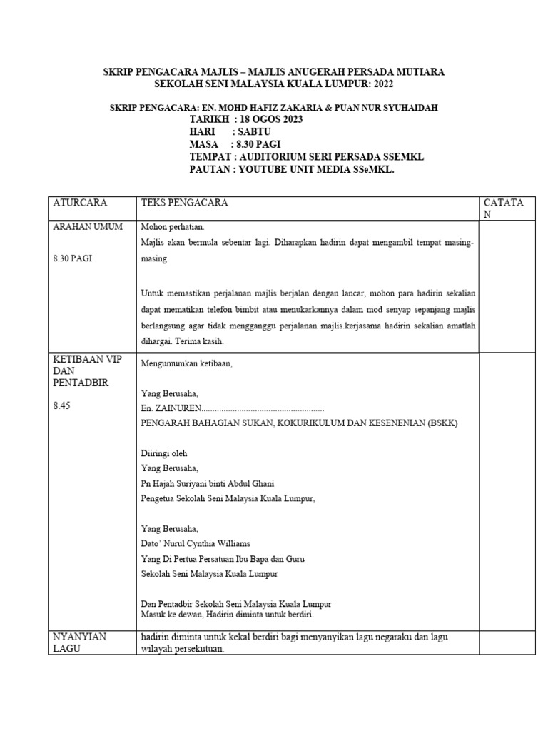 SKRIP PENGACARA MAJLIS Apm Ke 6 | PDF