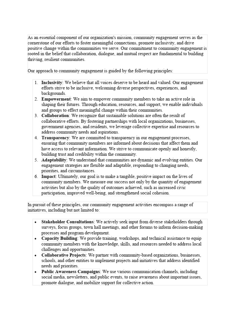 Community Engagement Principles and Practices | PDF | Community ...