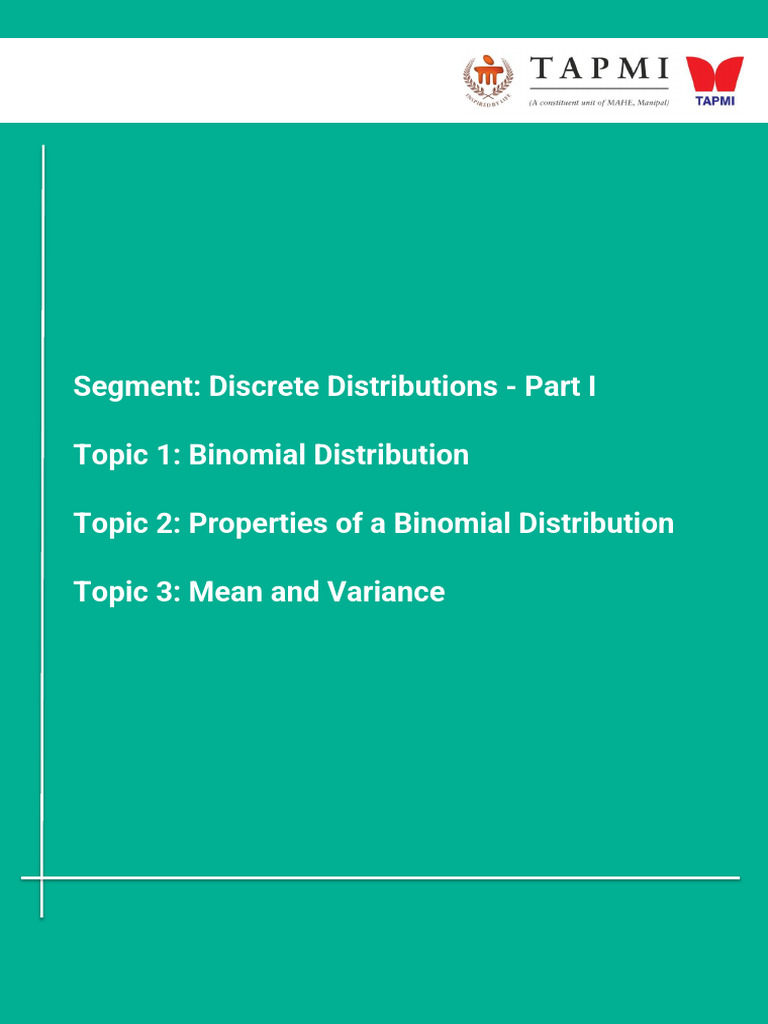 RM-Topic 2-Discrete Distributions - Part I | PDF | Probability ...