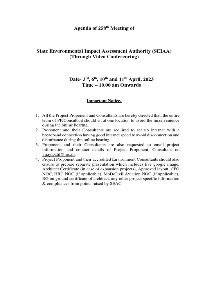 SEIAA Hearing DTD 10.4.2023 | PDF