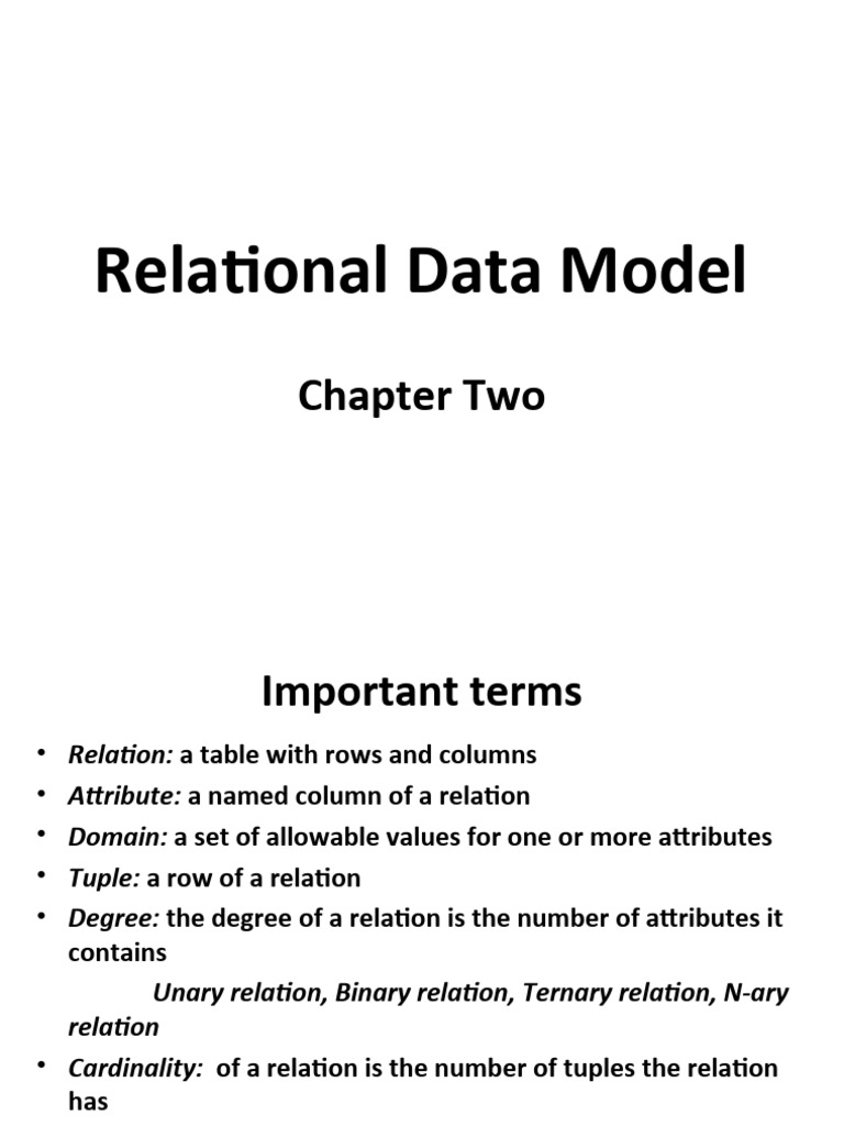 Chap 2 - Relational Data Model | PDF | Relational Model | Relational Database