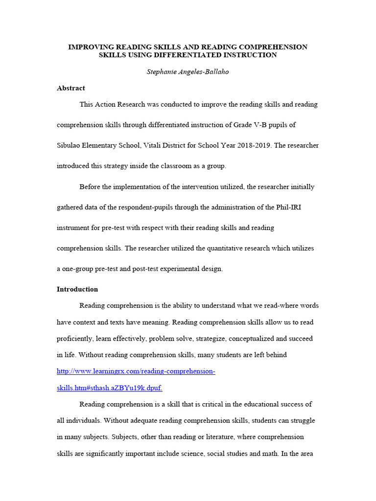 Improving Reading Skills and Reading Comprehension | PDF | Reading ...