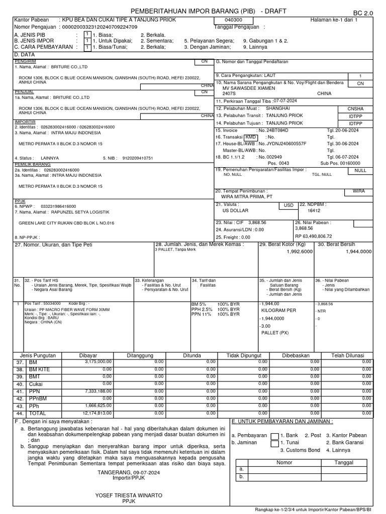 Draft Pib Intra Mi 224709 | PDF