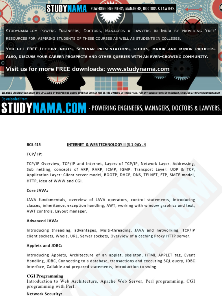 Cse - Internet & Web Technology-II | PDF | World Wide Web | Internet & Web