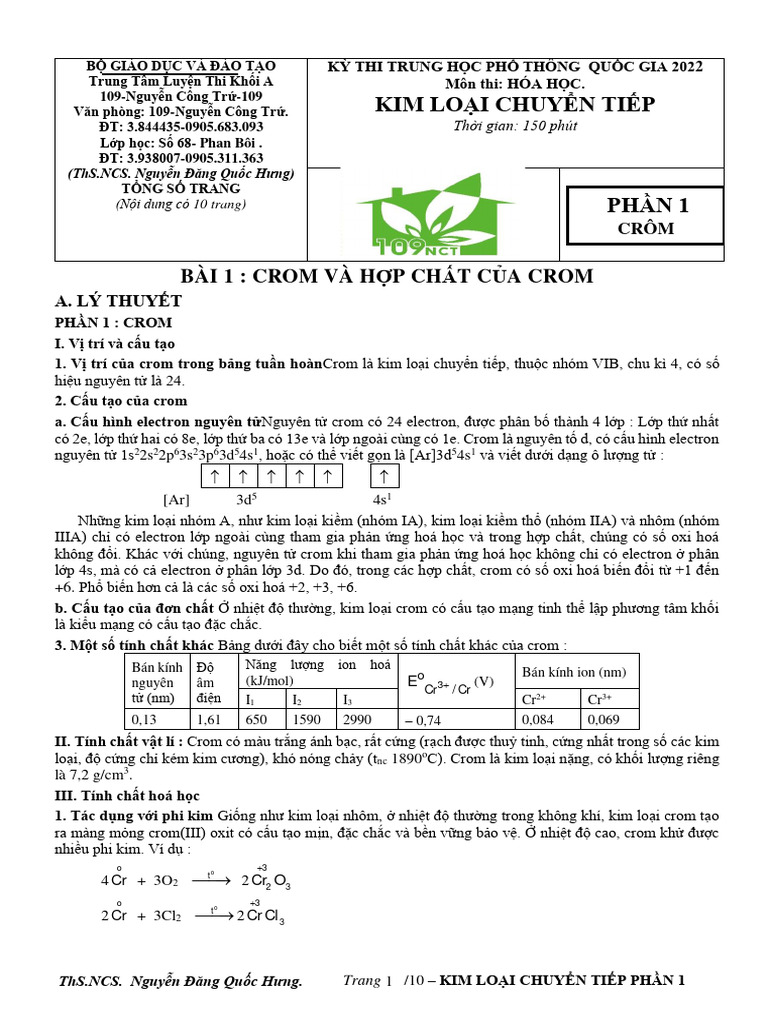 CROM VÀ HỢP CHẤT CỦA CROM | PDF