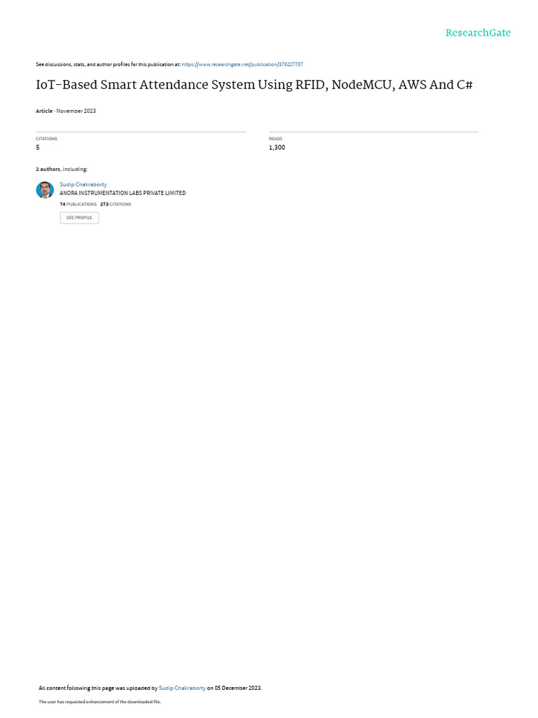 Iot Based Smart Attendance System Using Rfid Nodemcu Aws and C ...