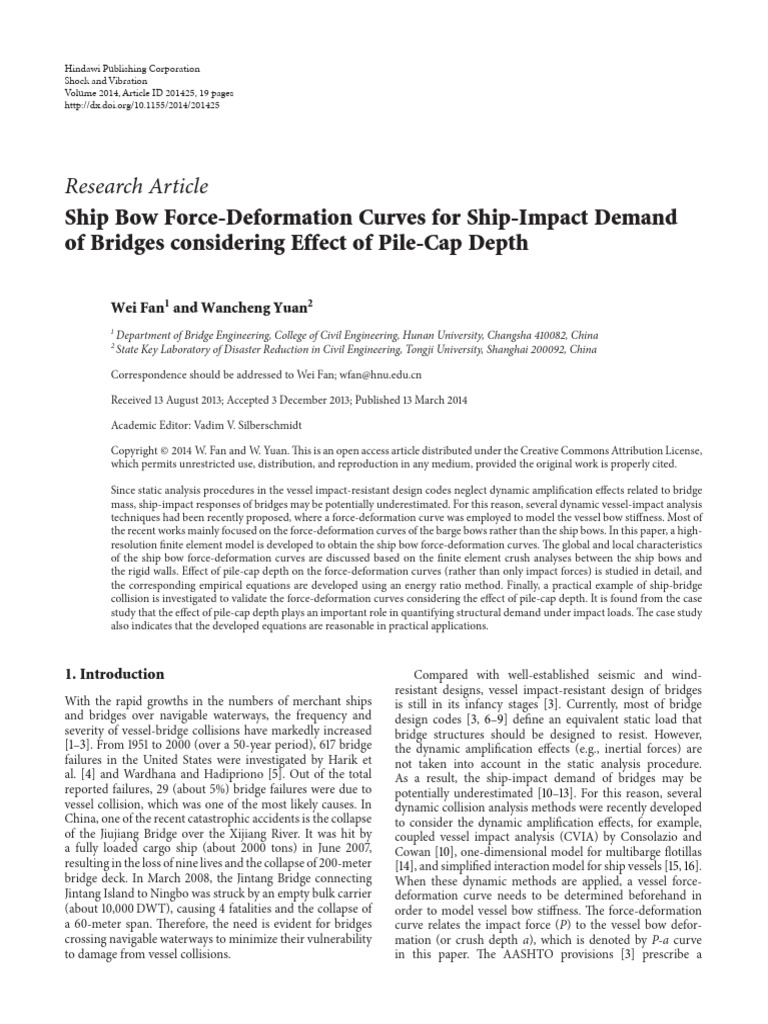 Ship Bow Force-Deformation Curves For Ship-Impact | PDF | Ships ...